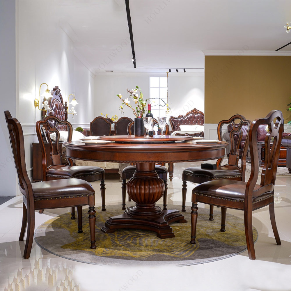 Factory Classic Luxury American Design Solid Wood Round Dining Table