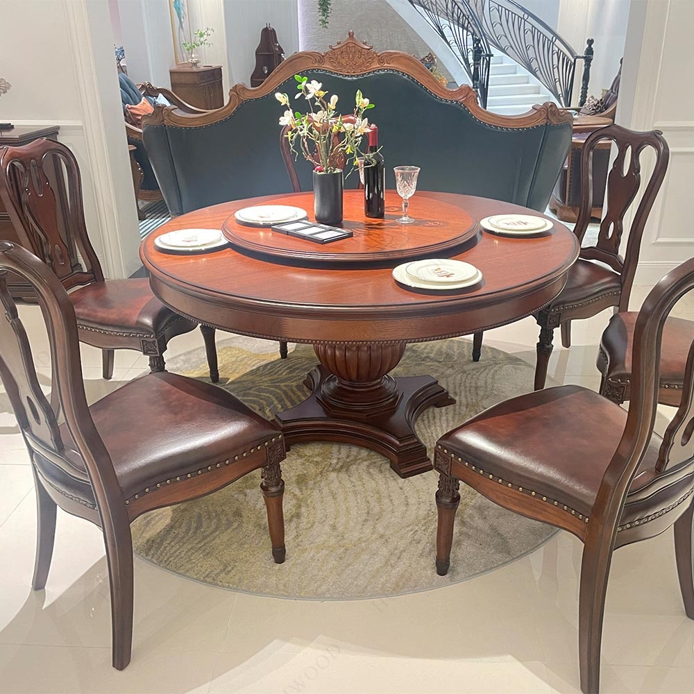 Factory Classic Luxury American Design Solid Wood Round Dining Table